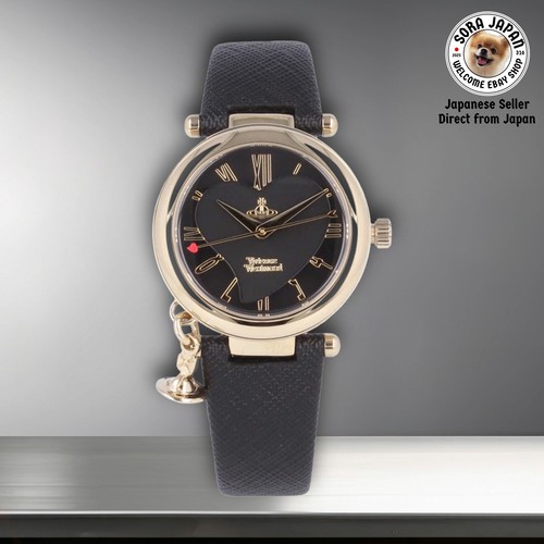 VIVIENNE WESTWOOD VV006GDBLK Women's Quartz Orb Heart Leather Watch ...