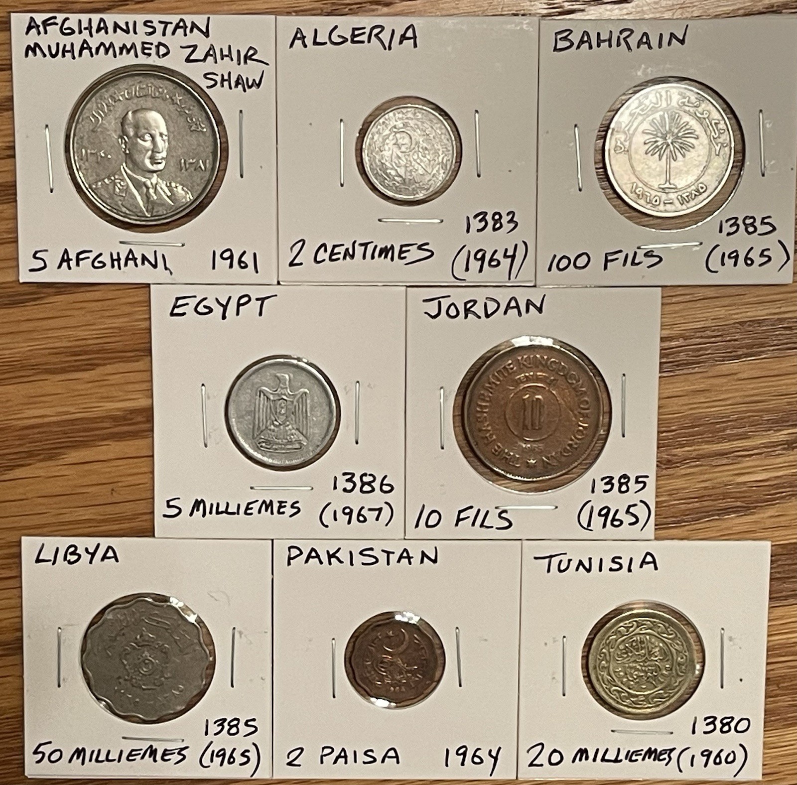 Lot of 8 Carded Coins From 8 Different Muslim Countries 1960-1967 ...