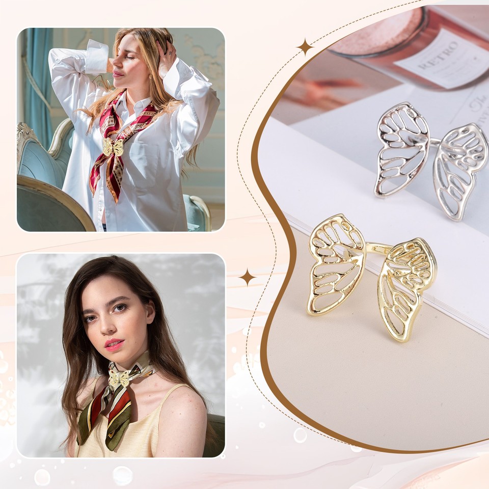 Silk Scarf Ring Clip, 3Pcs Butterfly Scarves Pin, Rose Gold | eBay