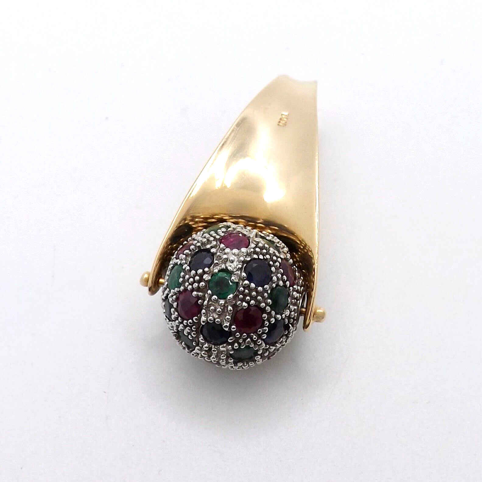 14K Gold Spinning Gemstone Ball Slide Pendant Fits Wi… - Gem