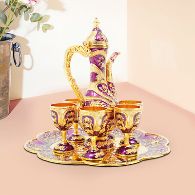 Gold Turkish Tea Set Vintage Turkish Teapot Set w/ 6 Coffee Cup & Tea ...