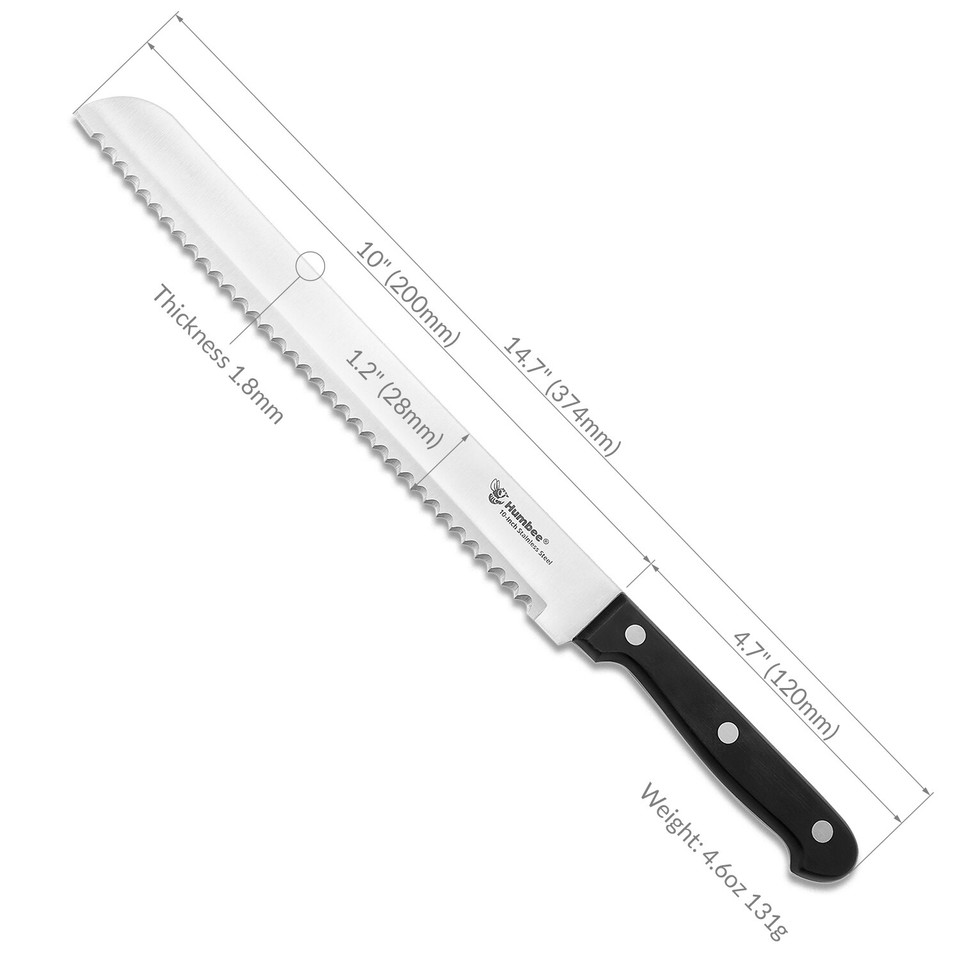 Humbee Chef, Stainless Steel Serrated Bread Knives 8/10/12 inch | eBay