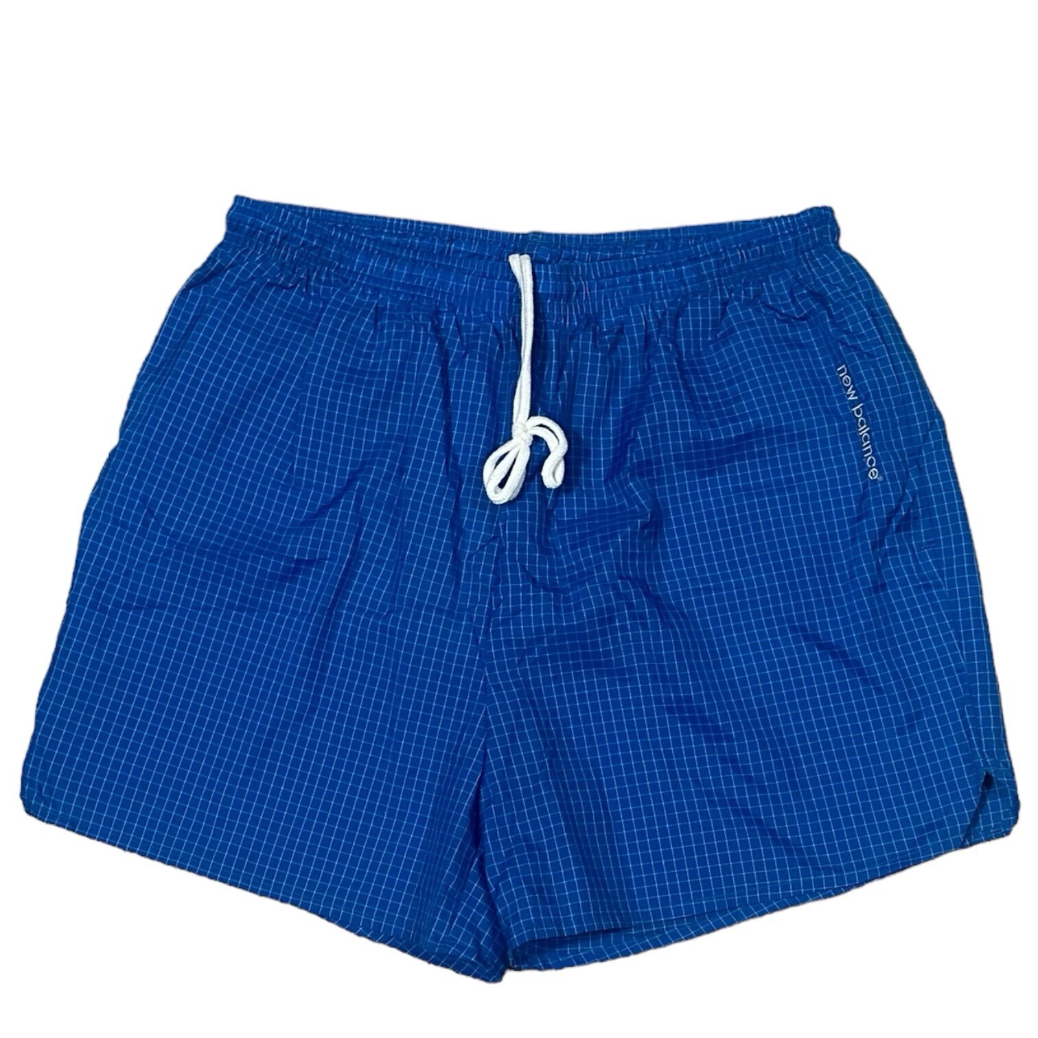 New Balance Mens Swim Trunks Blue White Check Drawstr… - Gem