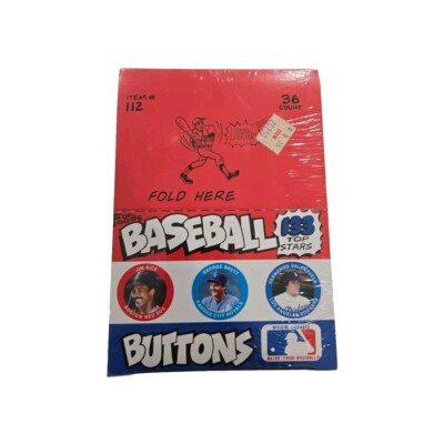 Vintage Fun Foods Baseball Buttons Top Stars Box w/ 34 Packs 1984 MLB ...