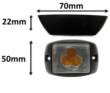 IC360 Square Surface Mount E-marked 3 LED Grill Amber Light Module 12v ...