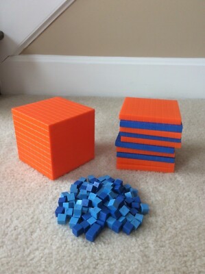 Math Manipulatives Base Ten Orange/Blue Counting Blocks.111 Pieces. | eBay