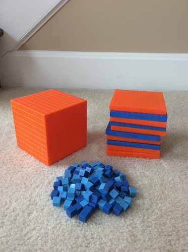 Math Manipulatives Base Ten Orange/Blue Counting Blocks.111 Pieces. | eBay
