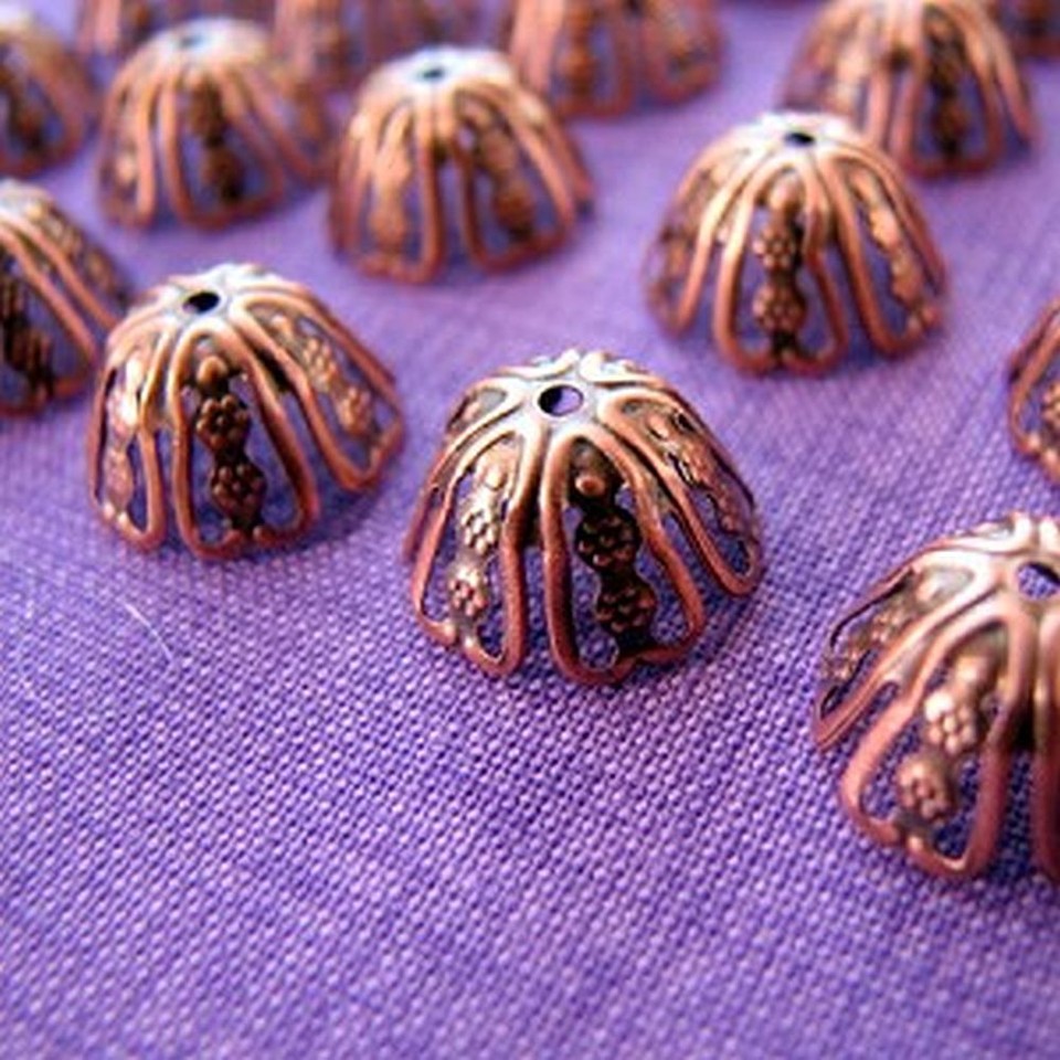 Antiqued Copper Filigree Bead Caps Vintage Bohemian Style 6mm - 42mm ...