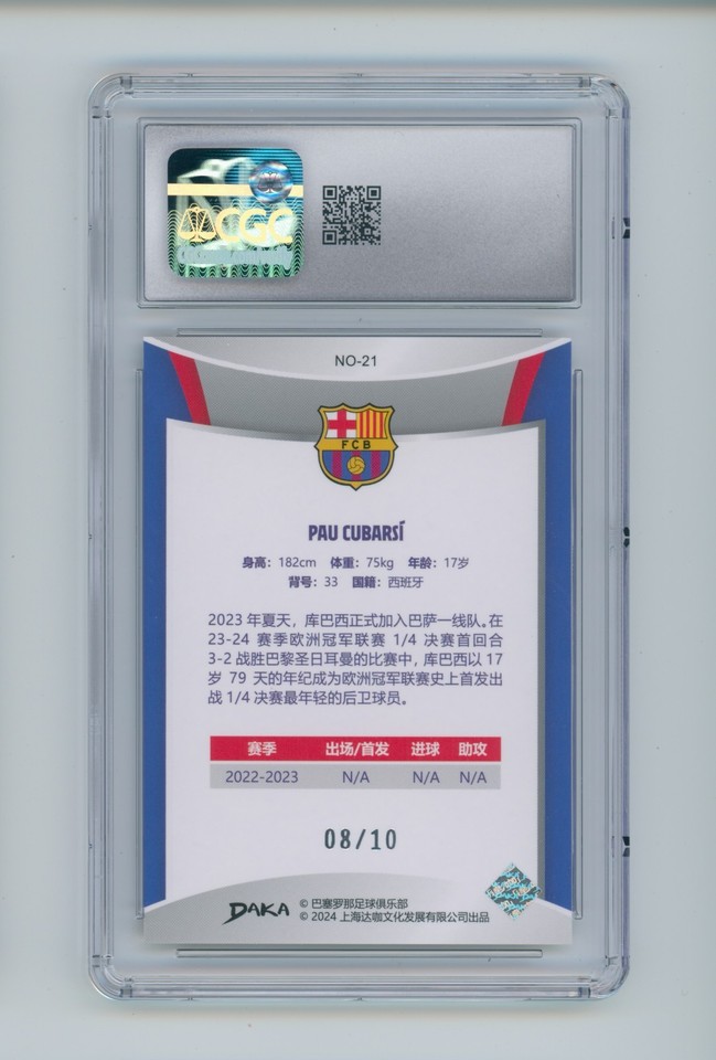 2023-24 Pau Cubarsi Daka Holocene Gold FC Barcelona Rookie Card 8/10 ...