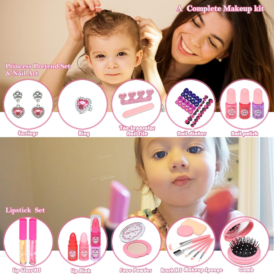Kids Makeup Sets for Girls - 52 PCS Washable Makeup for Children, Girls ...