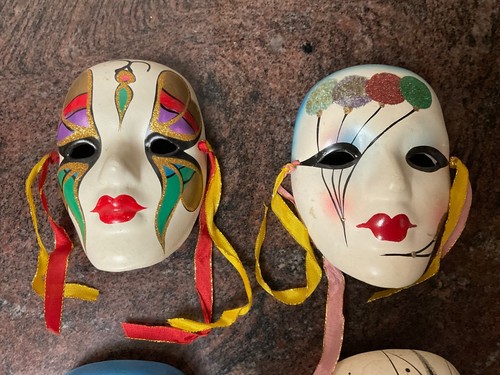 Vintage Ceramic Mardi Gras Hand-Painted Decorative Masks Set of 4 | eBay