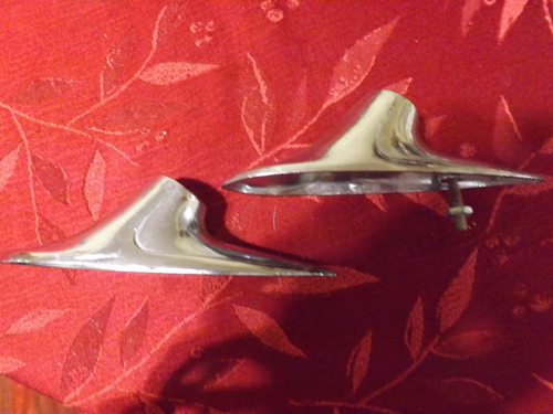 1957 57 CHEVROLET CHEVY PAIR REAR ANTENNAE BEZELS BASES CHROME TRIM ...