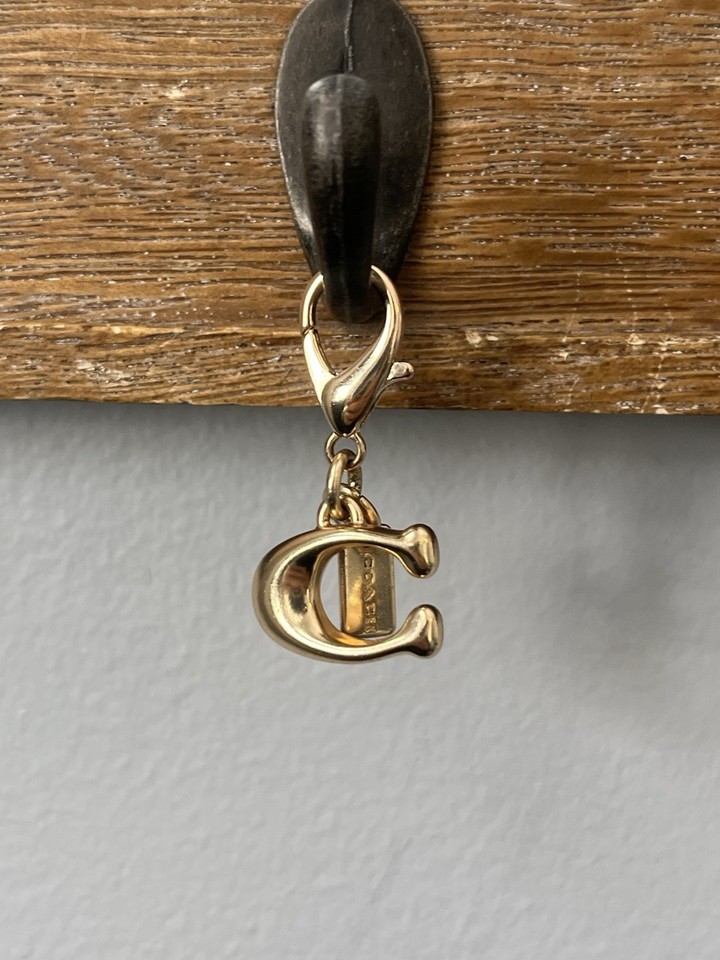 Coach Gold Tone C Logo Bag Charm Keychain Lobster Clasp Hangtag ...