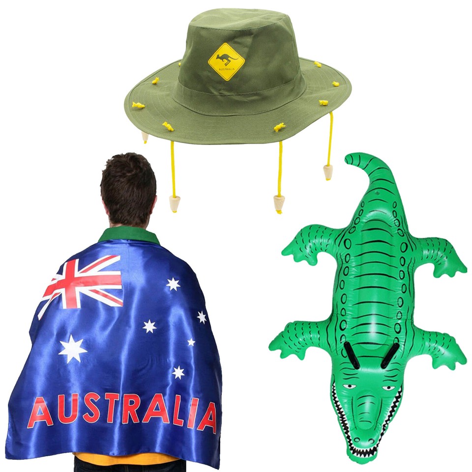 AUSTRALIAN AUSTRALIA DAY FANCY DRESS DECORATION PARTY SET FLAG HAT ...