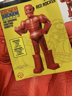 Boys ROCK'EM SOCK'EM ROBOTS Red ROCKER COSTUME L 10/12 NEW 6pc Suit ...