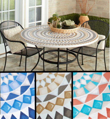 Fitted Mosaic Tablecloth Round Elastic Patio Table Cover PEVA | eBay