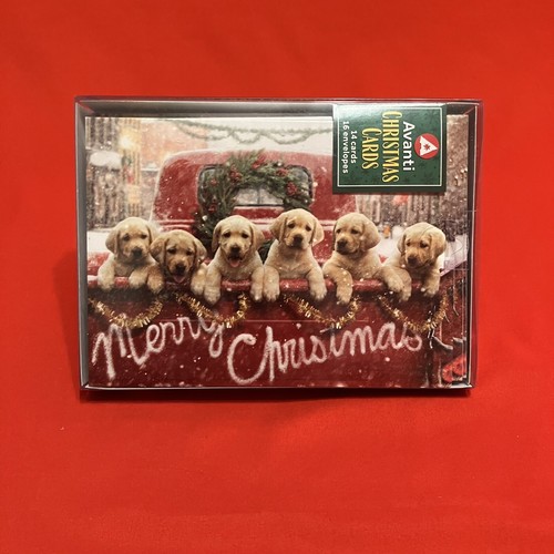 Avanti Press Christmas Cards Puppies Red Truck / Box of 14 / Cute Dogs ...