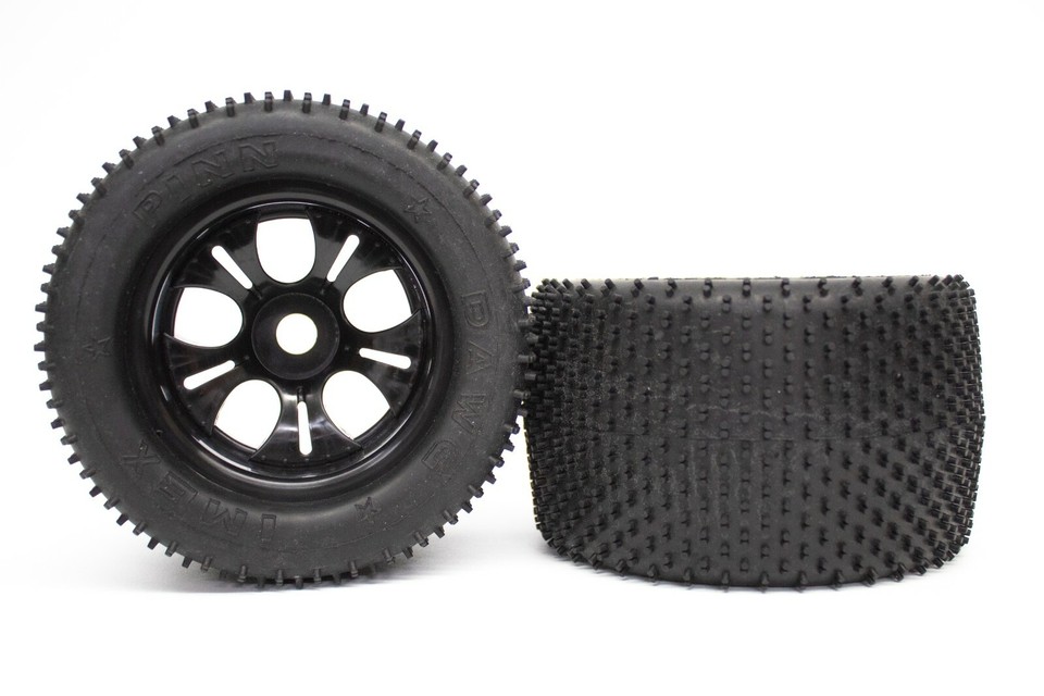 IMEX 3.2" Pinn Dawg Tires (Soft) & Falcon Black Rims (1 Pair) 17/14mm ...