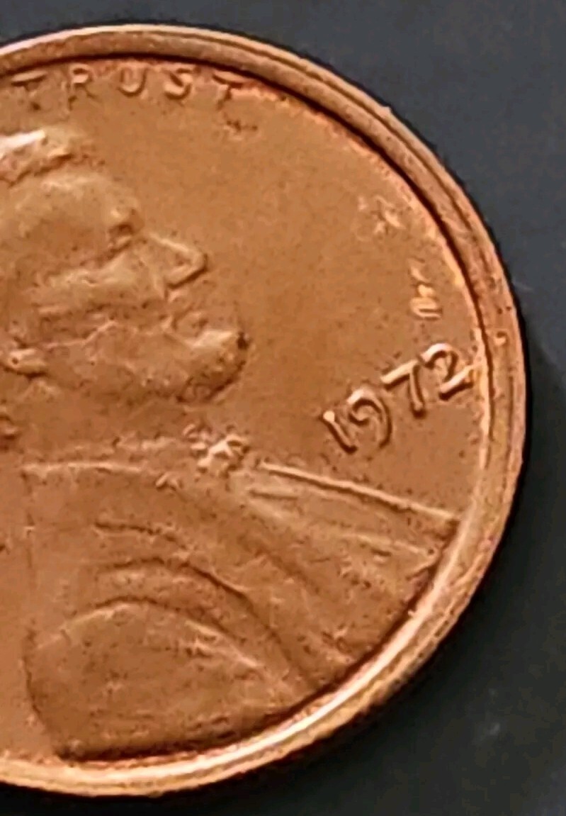 1972 Lincoln Penny No Mint Mark , Double Rim Error, Philadelphia Mint ...