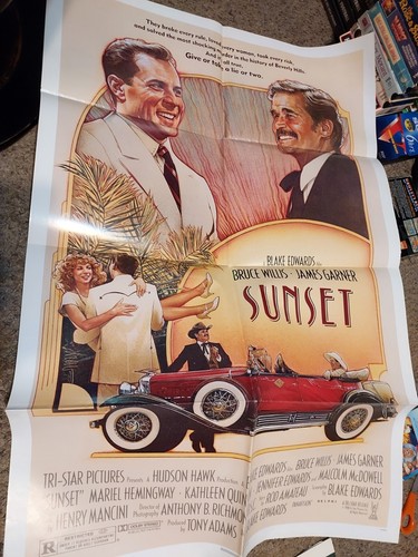 1988 SUNSET vintage movie poster Bruce Willis James Garner Malcolm ...
