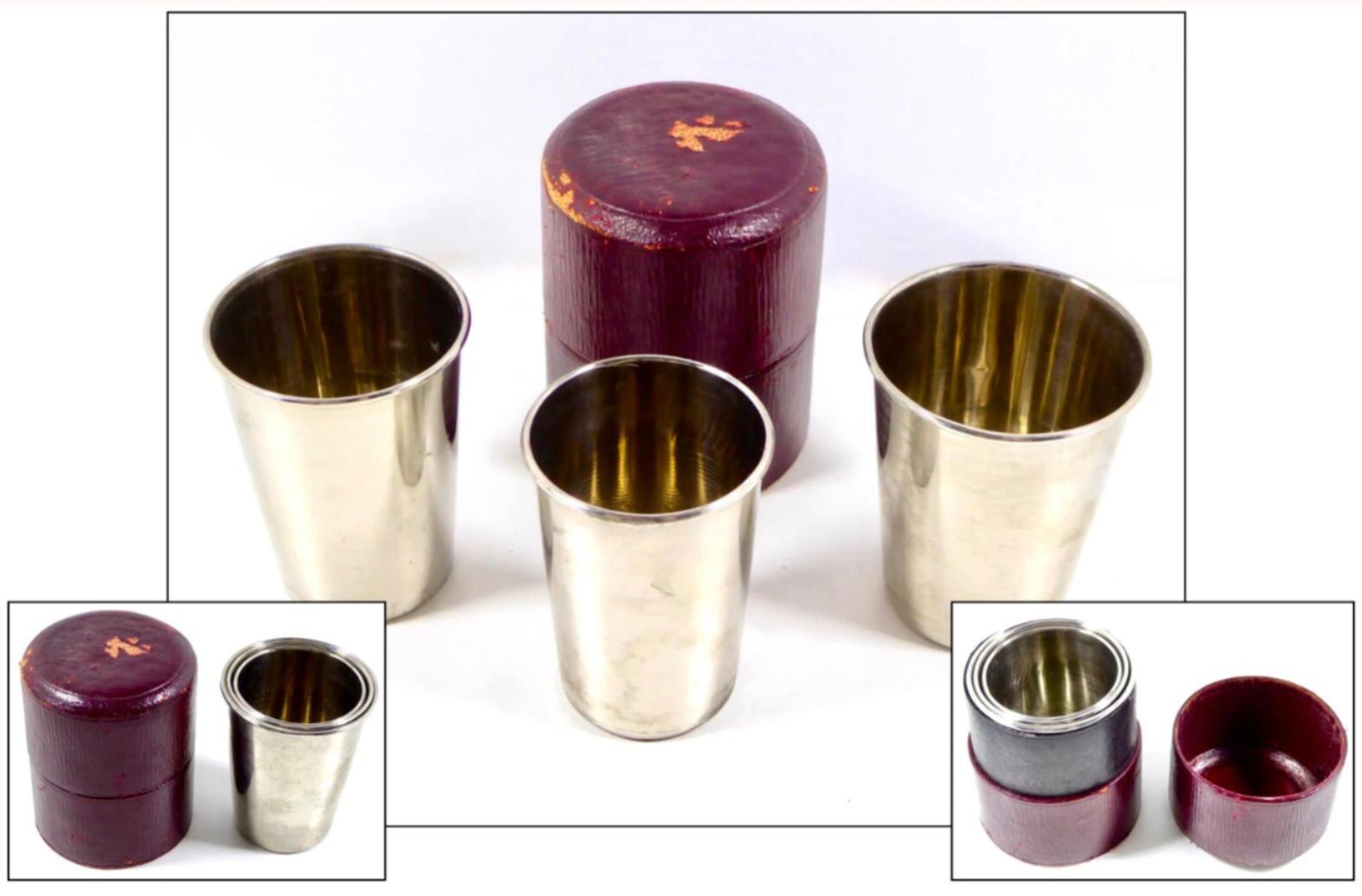 Vintage German Nesting Jigger Set: Steel Jiggers in Leatherette Travel ...