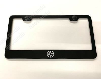 1x "86" BLACK Stainless Metal License Plate Frame + Screw Caps 86 FR-S ...