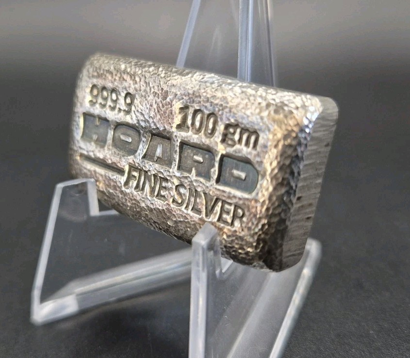 100g Fine Silver Bar 9999 Premium Bullion ~ Custom Hand Hammered Hoard ...