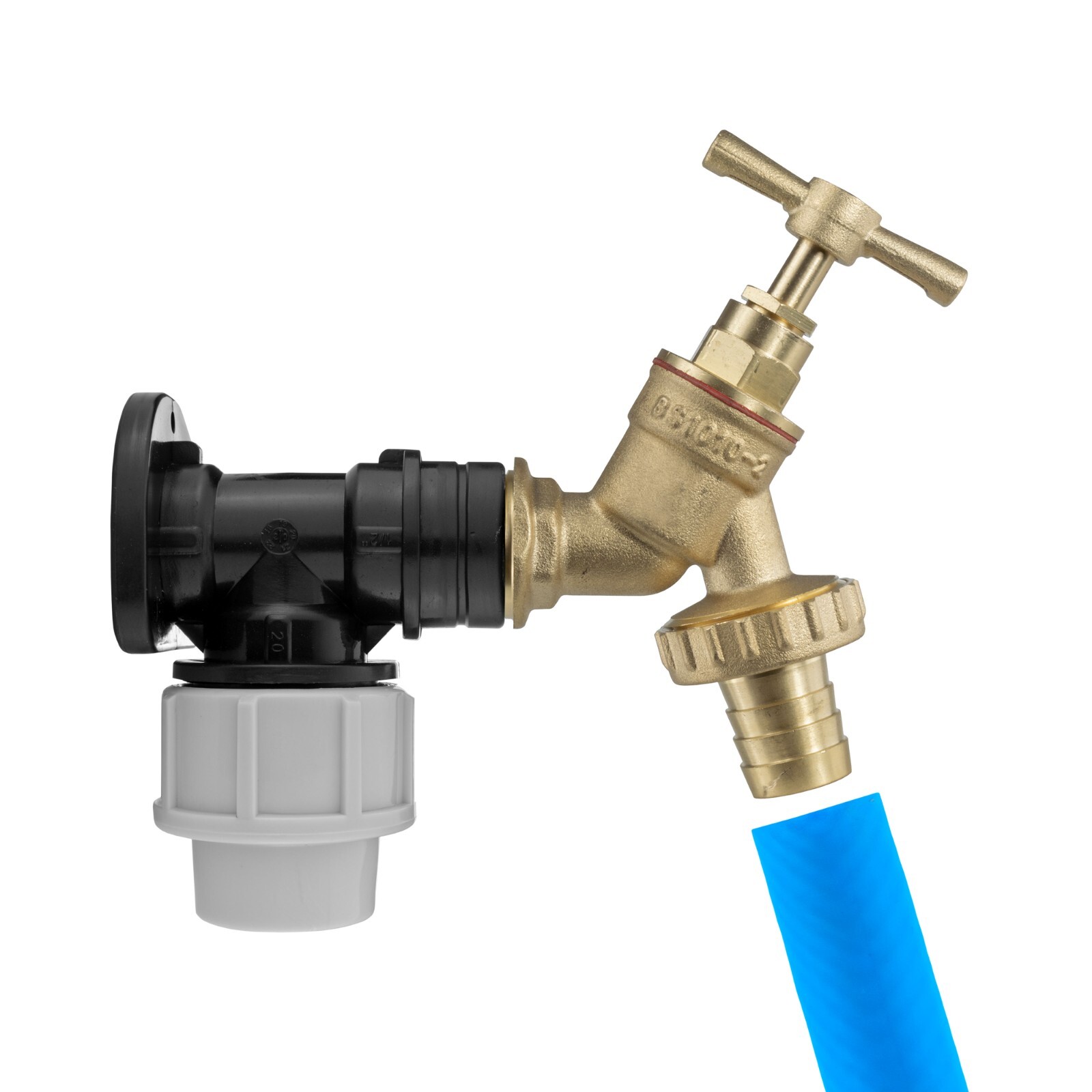 20mm & 25mm MDPE Backplate with Brass Bib Taps, 1/2" & 3/4" Hose Barbed ...