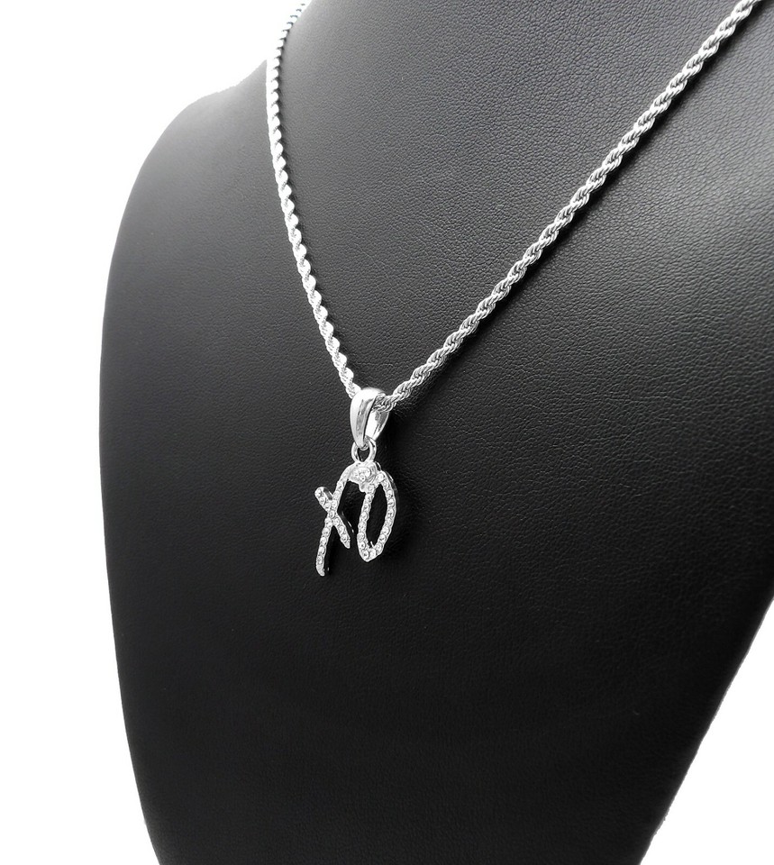 Silver Plated Brass Iced Cubic Zirconia XO Gang & Box Cuban Rope Chain ...