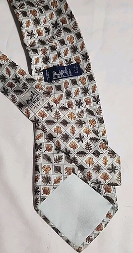 Hermes 100% Silk Tie for Men Used Yellow Rabbit Animal Pattern Made in ...