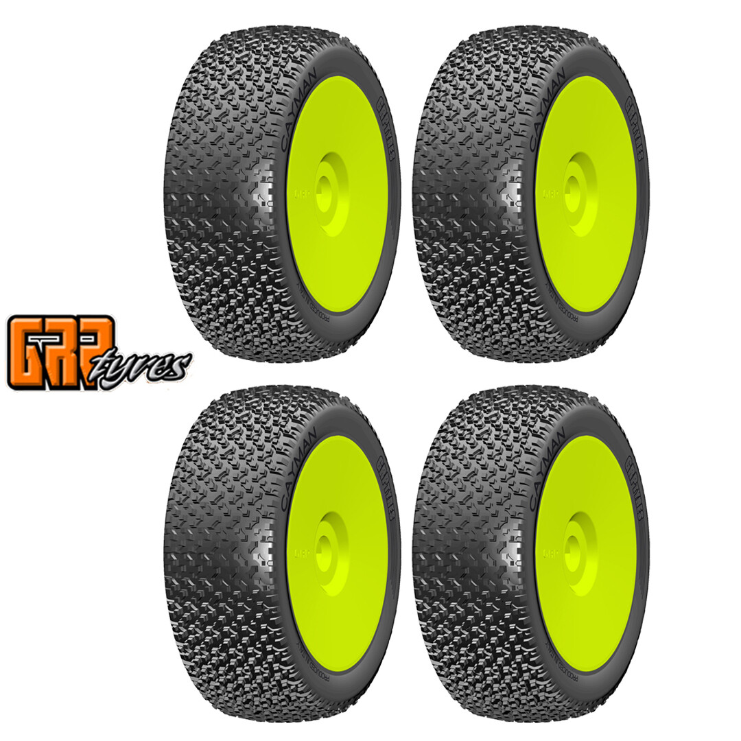 GRP GBY12X 1:8 Buggy CAYMAN X ExtraSoft Mounted Tires w/ Yellow Wheel ...