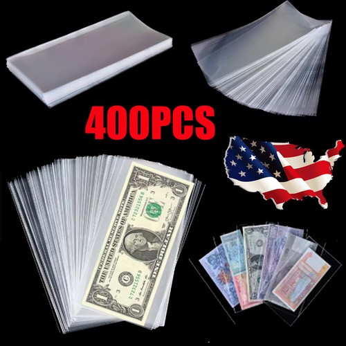 400PC Currency Sleeves Bill Holder Plastic Paper Money Holders for ...