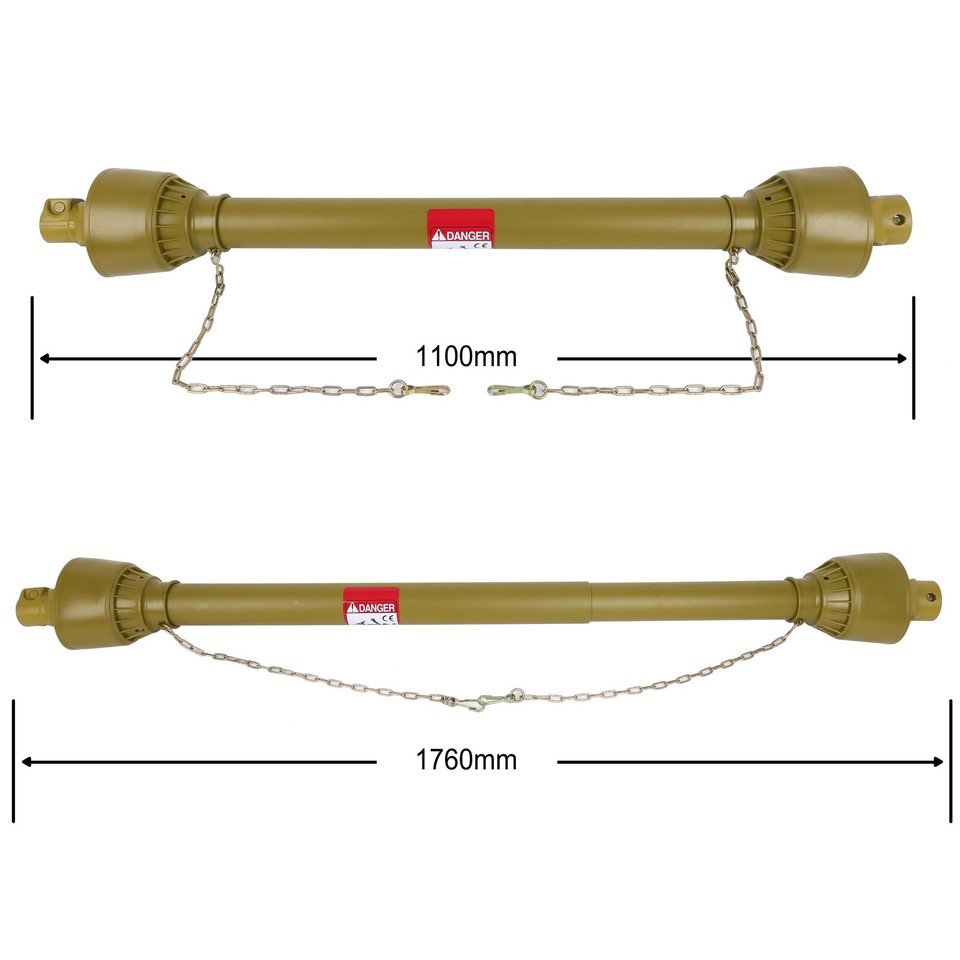 PTO Drive Shaft w/Security Chain Fit For Brush Hog Finish Mower Rotary ...