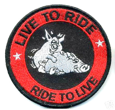 OUTLAW BIKER GANG HOG BIKER RIDER 1%er BIKER iron-on PATCH: LIVE TO ...