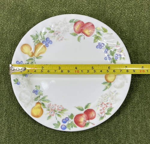 Corelle CHUTNEY Set of 4 Salad Plates White w/ Fruit Border & Swirl ...