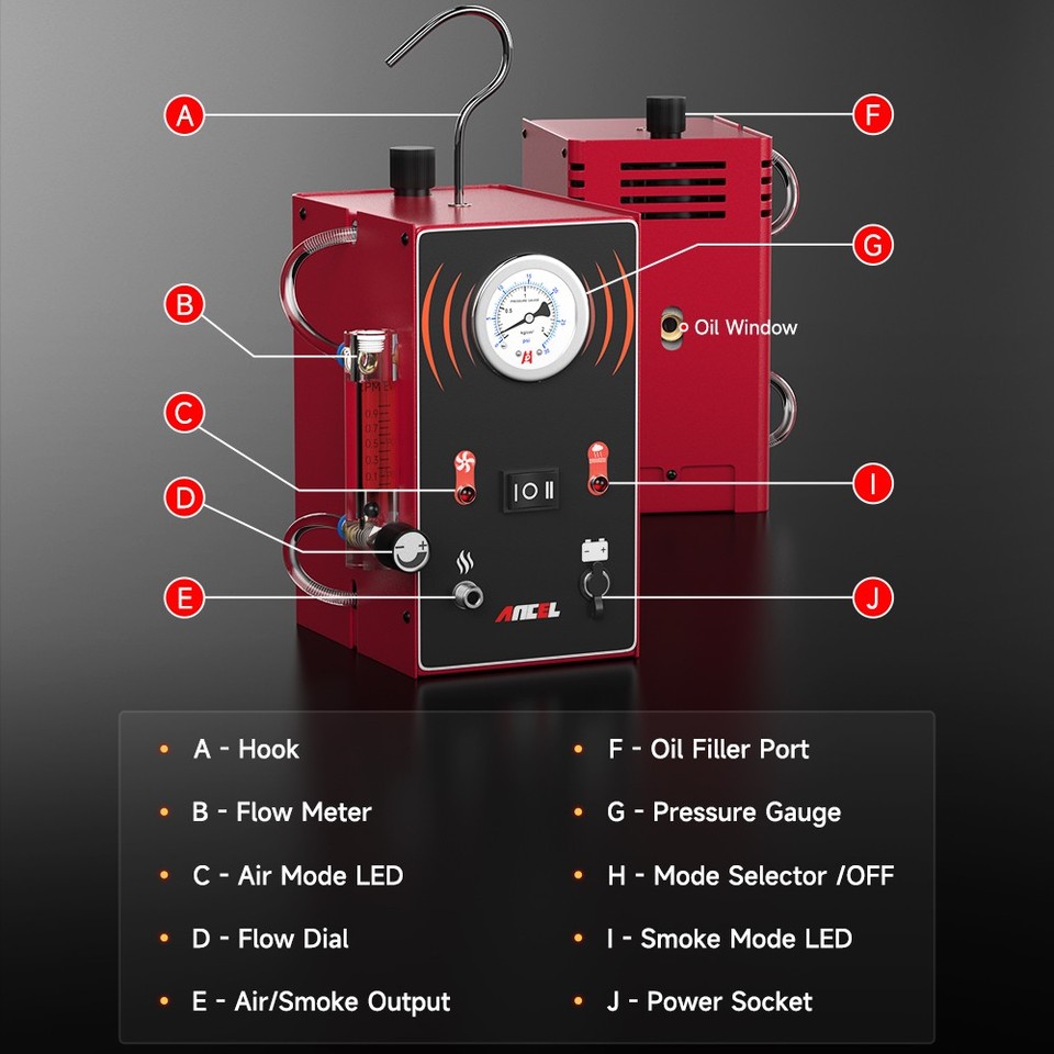 Automotive Leak Detector EVAP Smoke Machine Pipe Leakage Tester Car ...