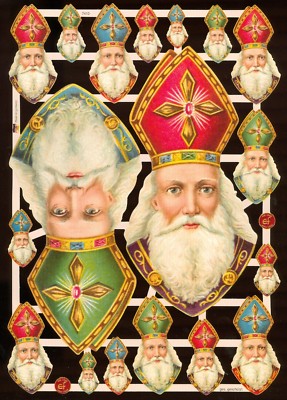 VICTORIAN STYLE DIE CUT PAPER SCRAPS SAINT NICHOLAS ef7410 GERMANY | eBay