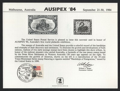 #SC97 Ausipex '84, Souvenir Card with Show Cancel **ANY 5=FREE SHIPPING ...