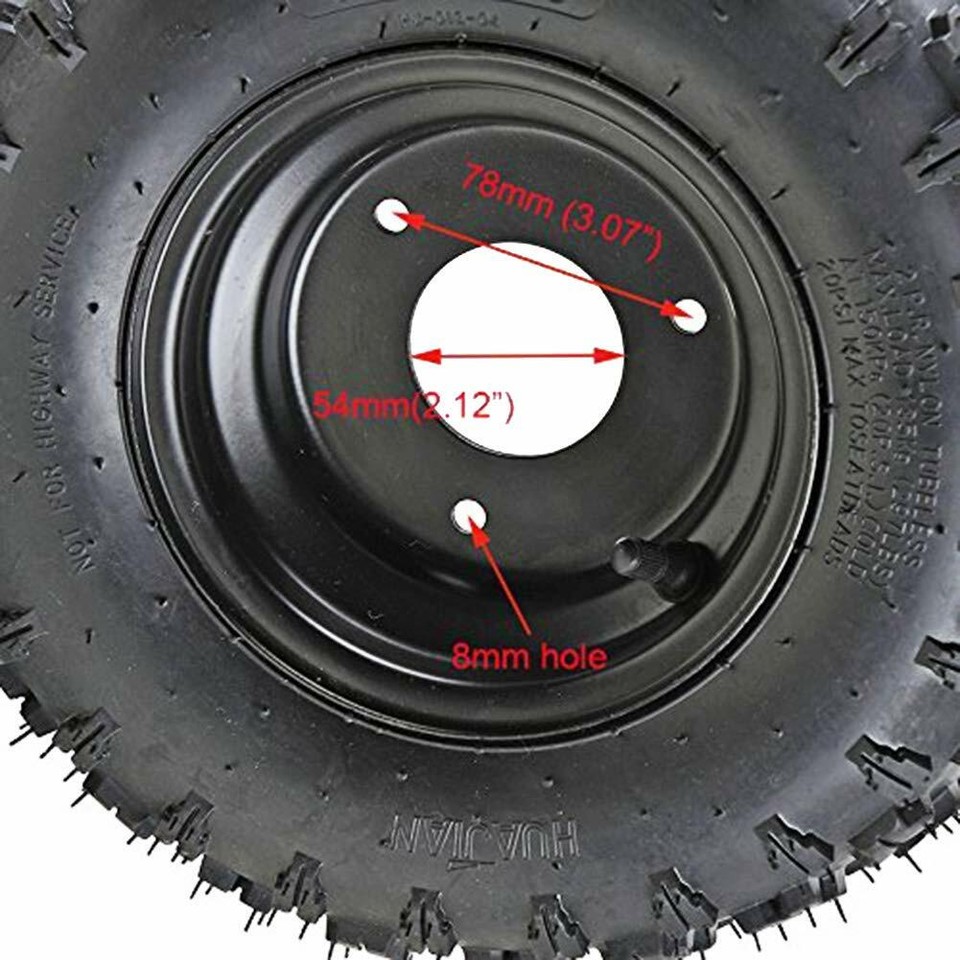 2pc 4.10-6 Tires Wheel 3 Lug Stud Rim 6" Tire Wheels for Quad Bike Go ...