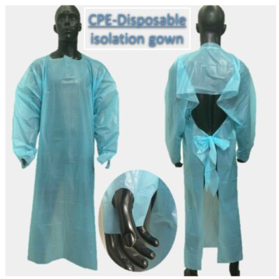Medical isolation Gown Blue Plastic Disposable Protective Gown Apron ...