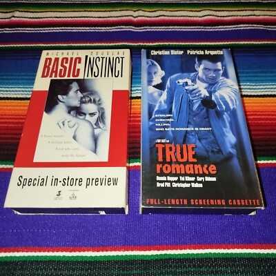 TRUE ROMANCE VHS PROMO SCREENER/DEMO/COPY + BASIC INSTINCT PREVIEW TAPE ...