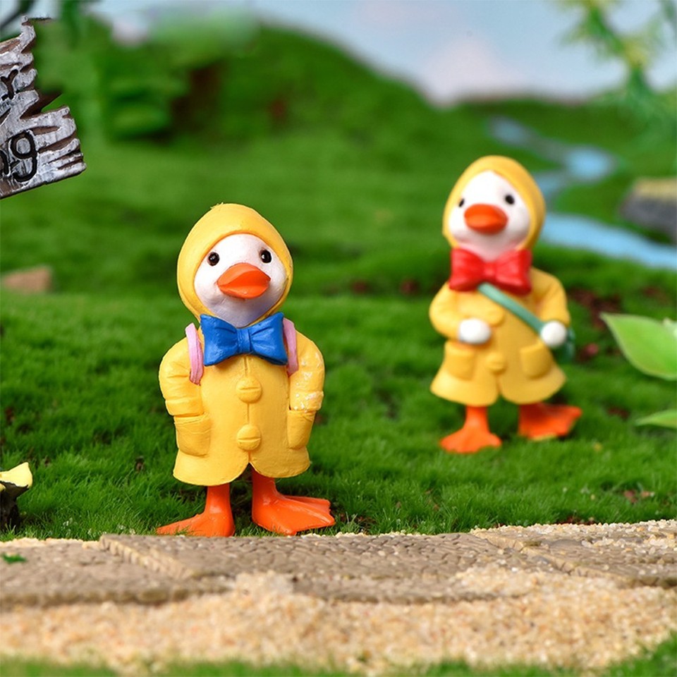Green and Yellow Resin Duck Miniature Figurines for Garden Decor (4PCS ...