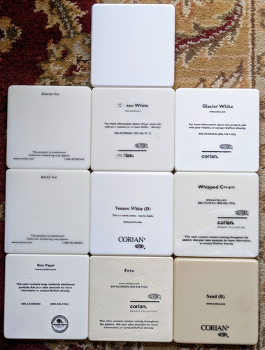 (10) 4x4" Corian Solid Surface Material Samples in Assorted Neutral Colors | eBay