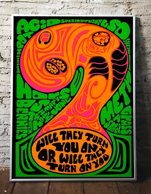 Psychedelic 1969 Propaganda Poster Against Anti Drugs Acid LSD Vintage ...