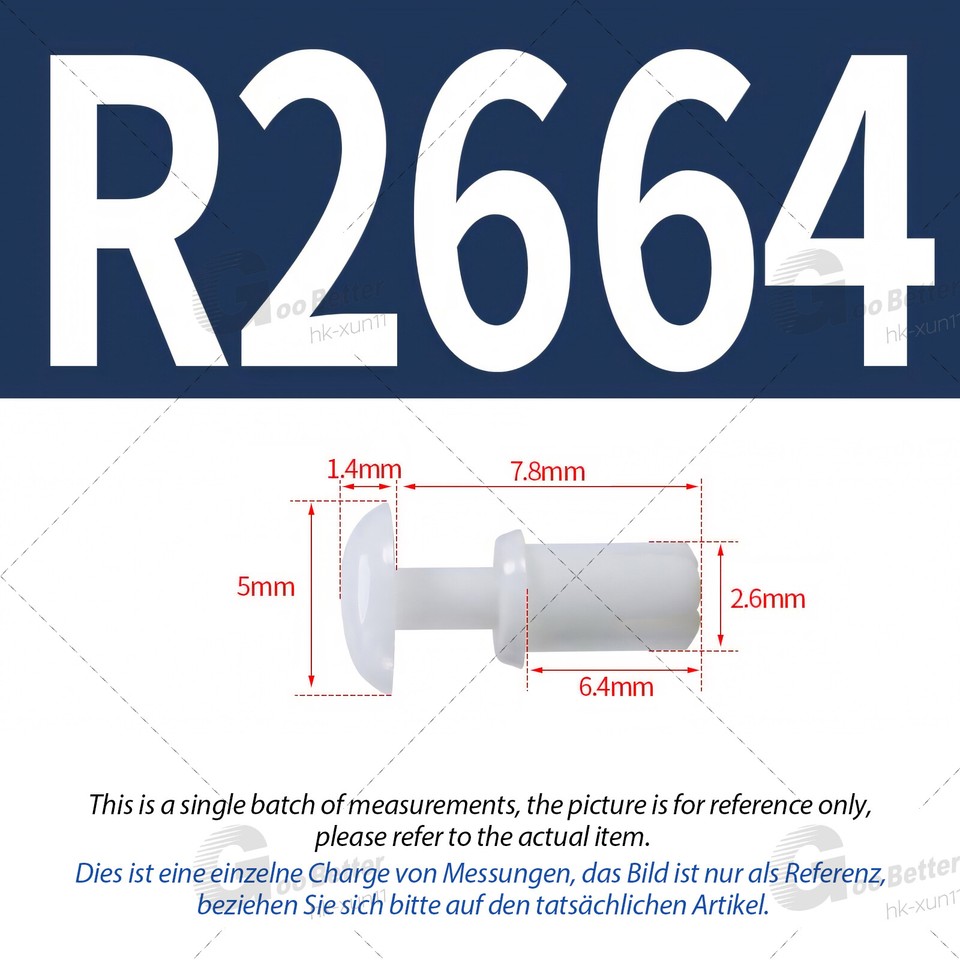 Push-In Rivets Plastic Fasteners Rivet Trim Clips 2-6 mm Black/White ...