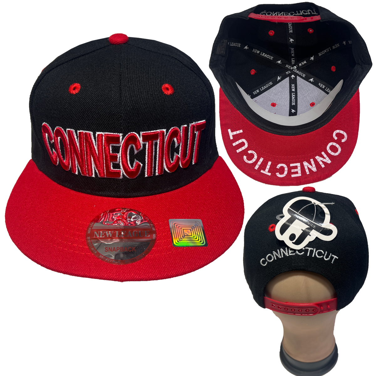 CONNECTICUT 3D Embroidered Snapback Adjustable Baseball Cap Hats LOT 1 ...