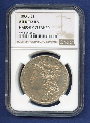 1883 S NGC Morgan Silver Dollar $1 US Mint Rare Key Date Coin 1883-S AU ...