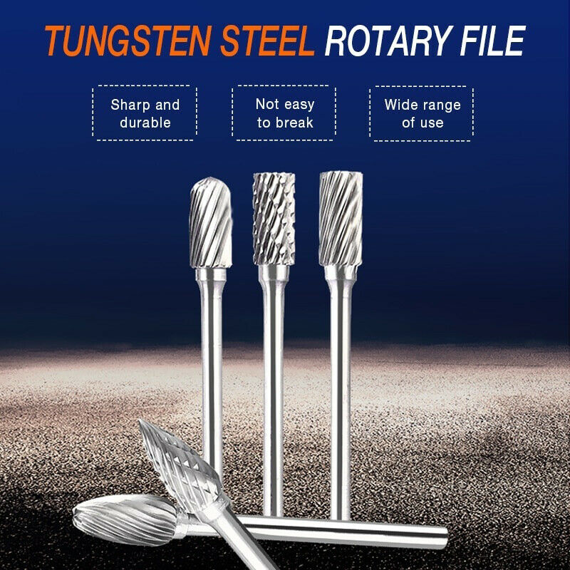 10X Double Cut Tungsten Carbide Burrs Rotary Burr 3*6mm Shank Die ...