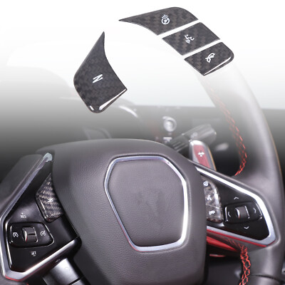 Dry Carbon Fiber Steering Wheel Button Trim Patch For Corvette C8 Z06 ...