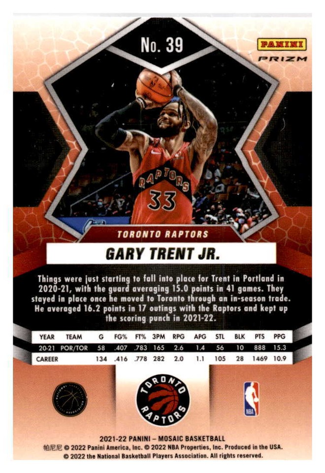 2021 Panini Mosaic Red Gary Trent Jr. 39 | eBay